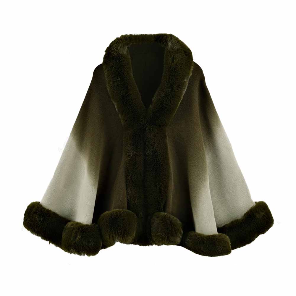 Bridal Faux Fur Shawl Ombre Fur Prom Coat Faux Fur Wrap for Evening Dr ...