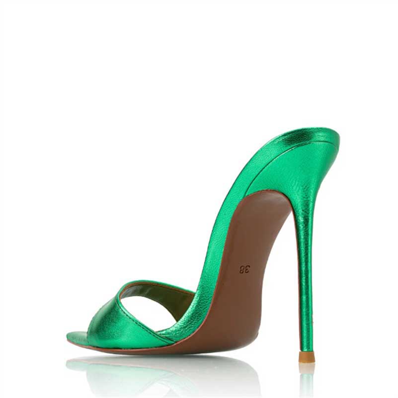 Women Metallic Leather Mules High Heeled Sandals – SD Dresscode ...