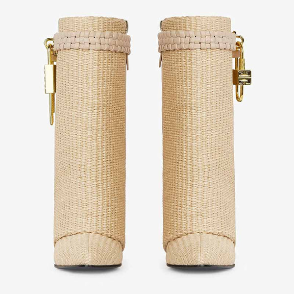 Women Shark Lock Ankle Boots Raffia-Woven Wedge Boots – SD Dresscode ...