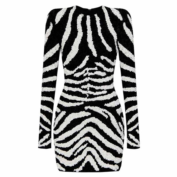 Women's Knitted Zebra-print Embellished Mini Dress – SD Dresscode ...