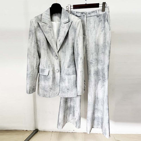 Women's Multicolor Color Pantsuit Two Pieces Outfit Flared Pants Suit ...