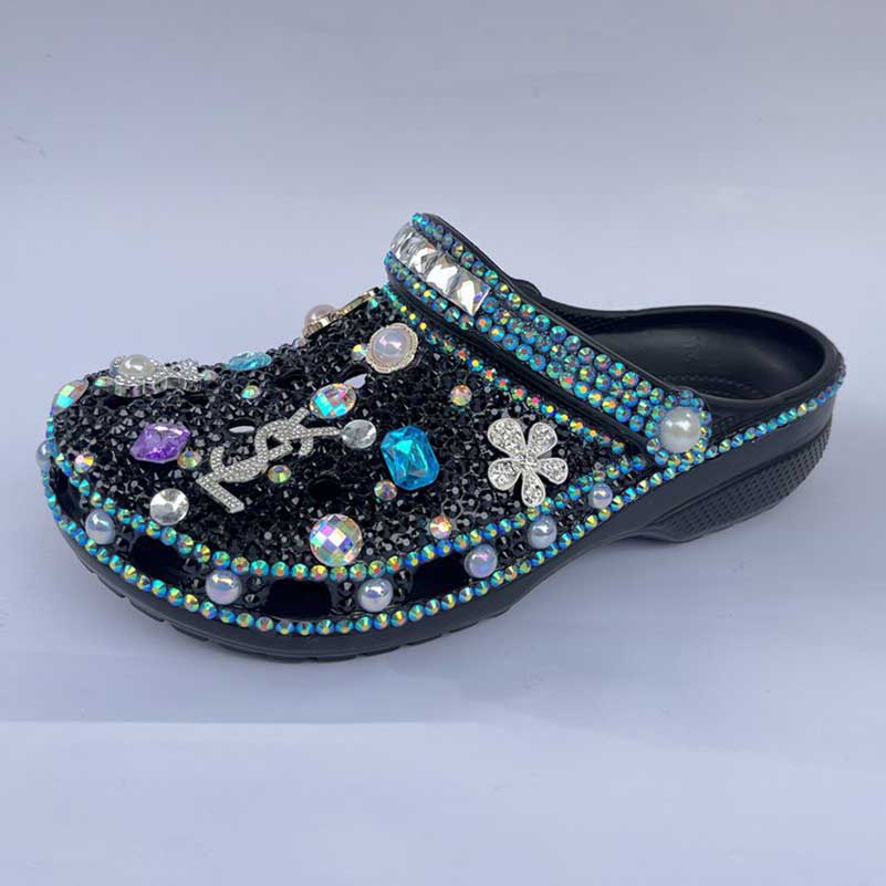 Womens Closed Toe Clog Shoes Rhinestone Sparkly Slip on Mules – SD ...