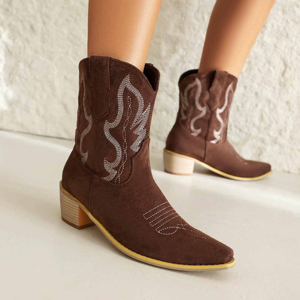Suede Short Boots Cowboy Woman boots Boho Ankle boots – SD Dresscode ...