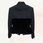 Women's black silhouette Jacket velvet patchwork V-Neck Slim Fitted Bl ...