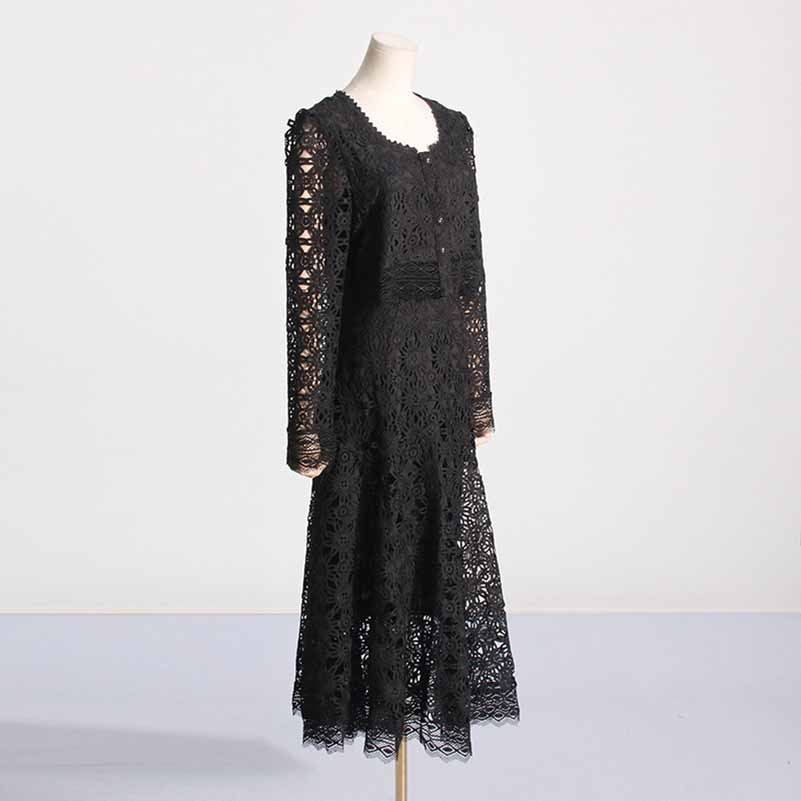 Women's long sleeve lace skirt suit two pieces wedding party suit – SD ...