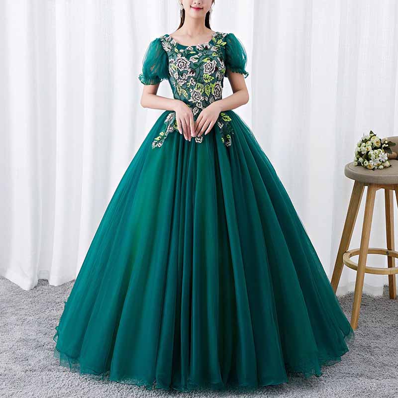 Dark Green Princess Ball Gown Quinceanera Prom Dress Birthday Party Go ...
