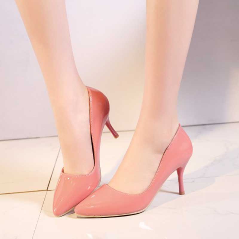3.15 inches High Heels Faux Leather Shoes Party Dress Pumps – SD ...
