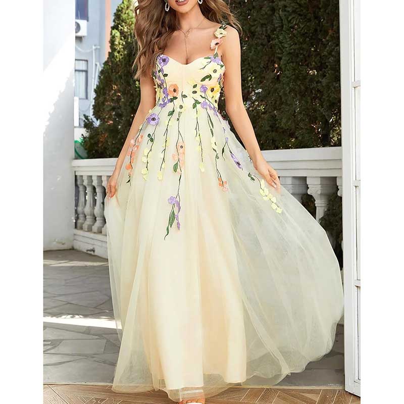 Garden Prom Dress Tulle Prom Dress with Appliques Wedding Gown Birthda ...