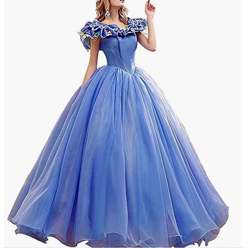 Off Shoulder Tulle Princess Beaded Charming Applique Backless Long Pro ...