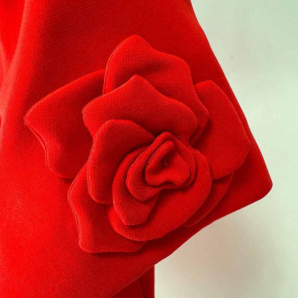 3D Flower Embellished Mini Dress in Red – SD Dresscode & Fashiontrends