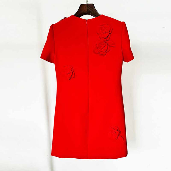3D Flower Embellished Mini Dress in Red – SD Dresscode & Fashiontrends