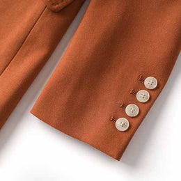 One Button Rust Orange Pantsuit Formal Suit Mid-High Rise Trousers Sui ...
