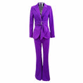 Women Pantsuits With Belt Flare Bottoms Two Pieces Formal Suit Slim Fi ...