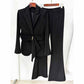 Women Pantsuits With Belt Flare Bottoms Two Pieces Formal Suit Slim Fi ...
