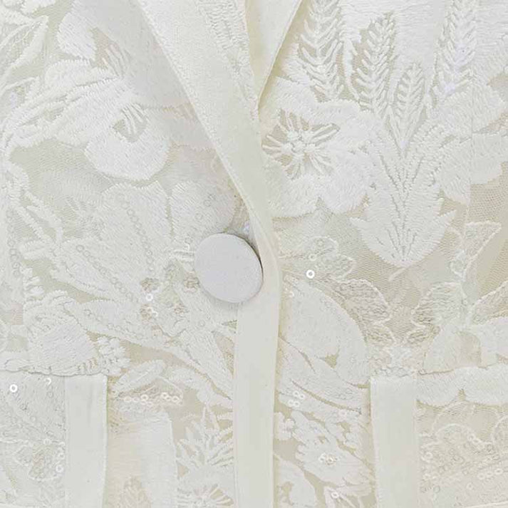 Women Luxury Sequinned Mesh Lace Blazer Jacket + Flare Trousers Pants ...