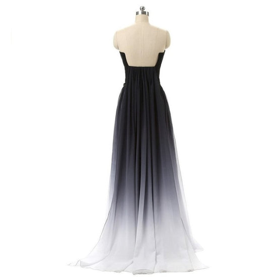 A line Chiffon Gradient Color Prom Dress Off The Shoulder Ombre Gowns ...
