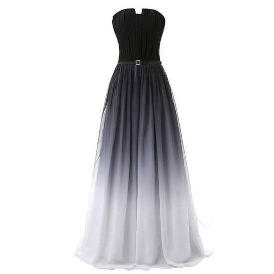 A line Chiffon Gradient Color Prom Dress Off The Shoulder Ombre Gowns ...