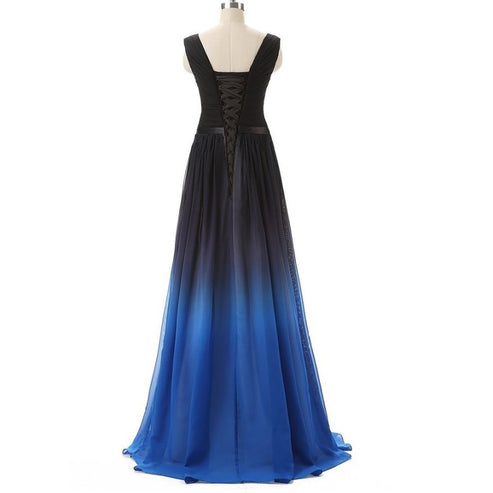 Women's Gradient Color Chiffon Formal Evening Dress Long Prom Gown – SD ...