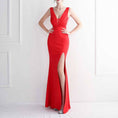 Women's Event Formal Dress Deep V Split Evening Cocktail Long Dress ...