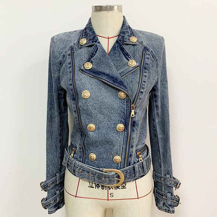 Women Denim Outerwear Blue Jean Denim Jacket Zipper Coats – SD ...