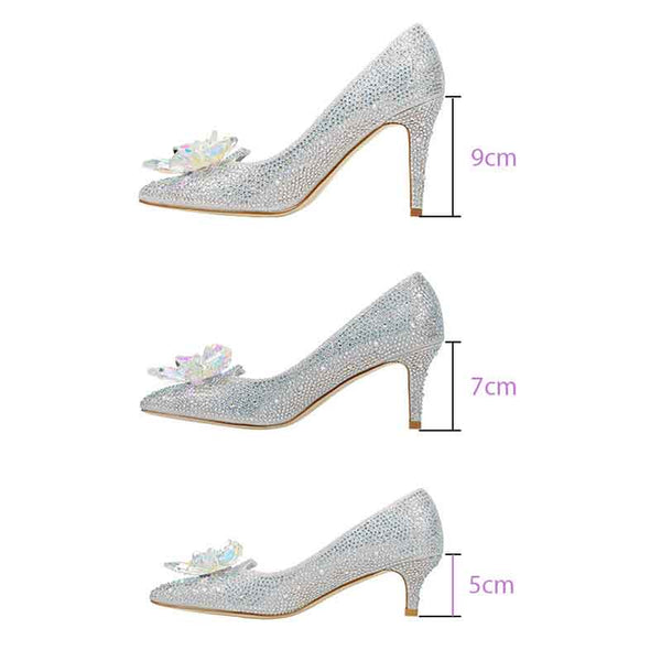 Silver Crystal Heels Wedding Party Diamond Heels Sparkly Point Wedding ...