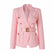 Women's Luxury Fitted Pink Blazer Golden Lion Buttons Coat Belted Jack ...